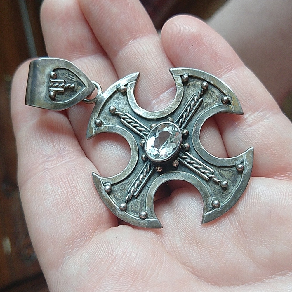 Large Jerusalem Cross Sterling Silver 925 Vintage Cha… - Gem